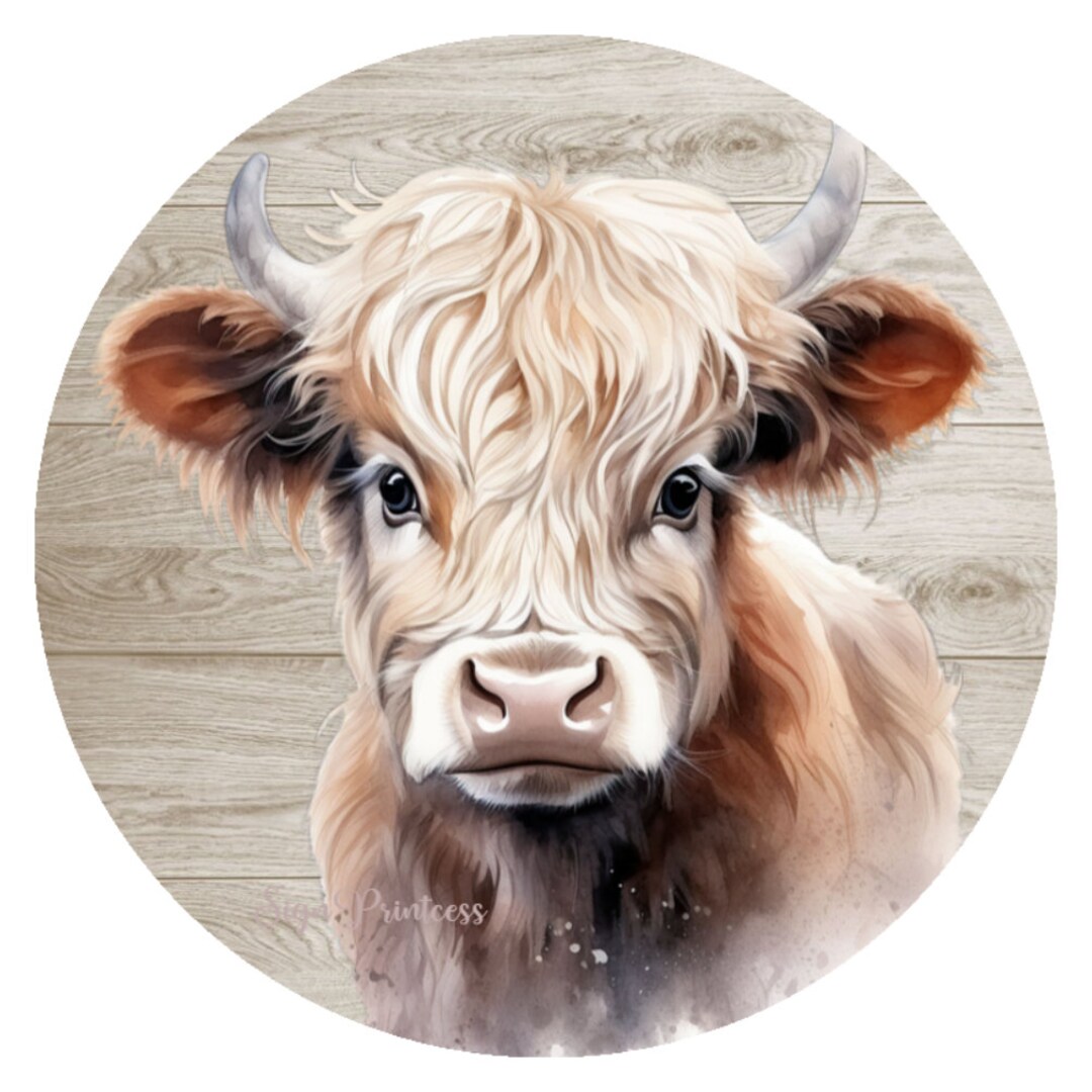 Highland Cow Sign, Highland Cow Door Hanger, Metal Wreath Sign, Cow ...