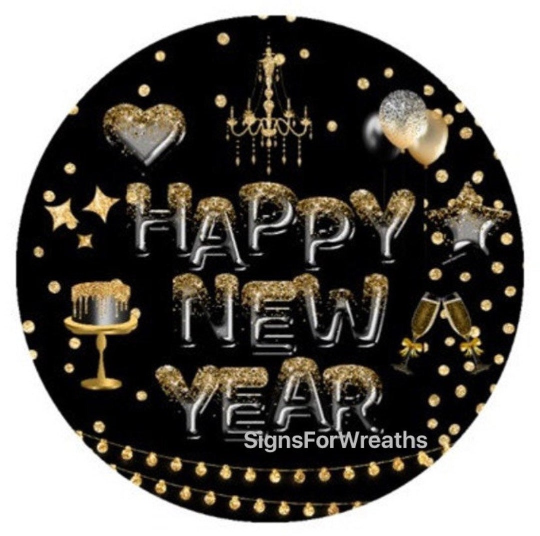 Happy New Year Sign Metal Wreath Sign - Etsy
