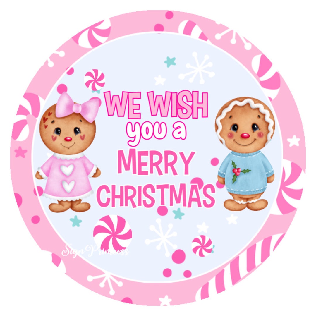 We Wish You a Merry Christmas Sign, Gingerbread Wreath Sign, Pastel ...