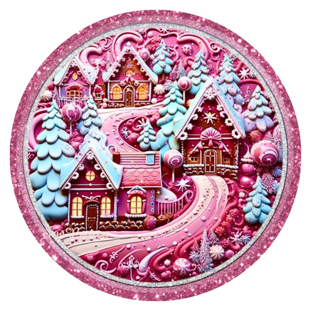 Pink Gingerbread House Sign, Faux 3D Gingerbread House Sign, Metal ...