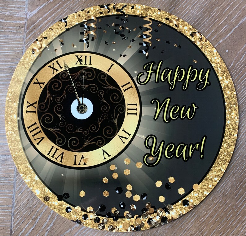 Happy New Year Sign Metal Wreath Sign New Year Clock Sign - Etsy