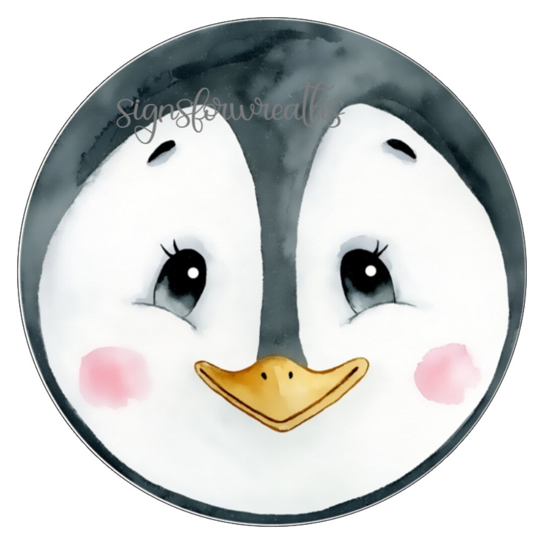 Penguin Sign Penguin Face Sign Metal Wreath Sign Penguin - Etsy