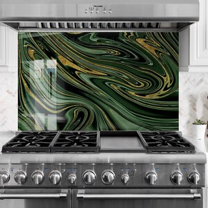Green Marble Backsplash Tile-solid Tempered Glass Wall - Etsy