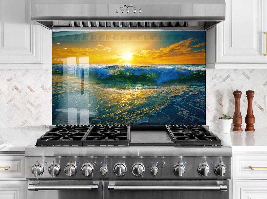 Tempered Glass Sunset Backsplash Design-cooker Wall Backsplash - Etsy