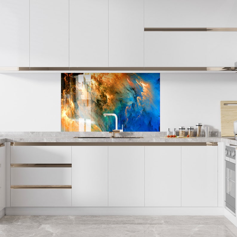 Tempered Glass Backsplash Design-cooker Wall Backsplash - Etsy