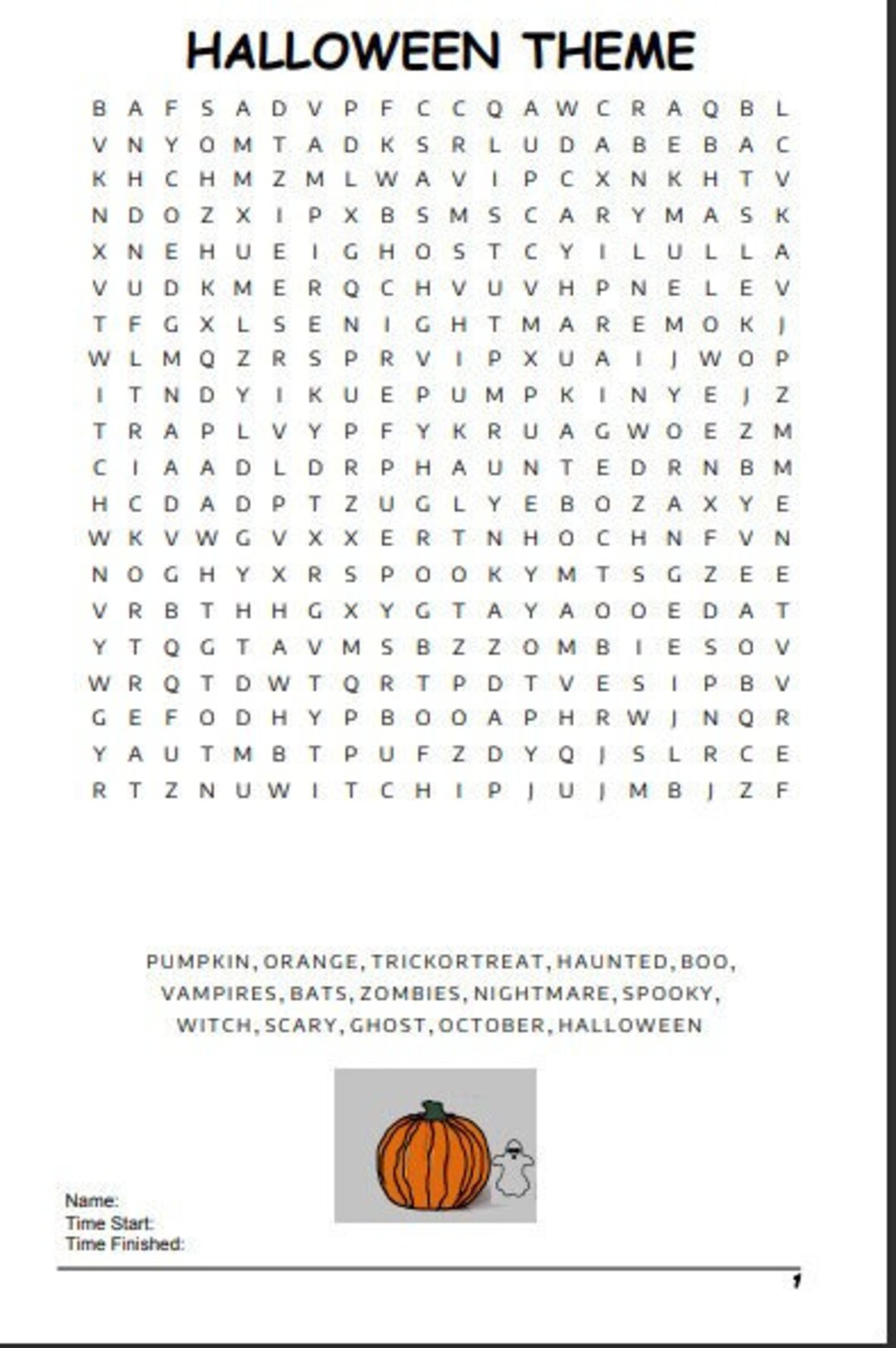 Halloween Theme Word Search, Halloween Word Search, Scary Movies Search ...