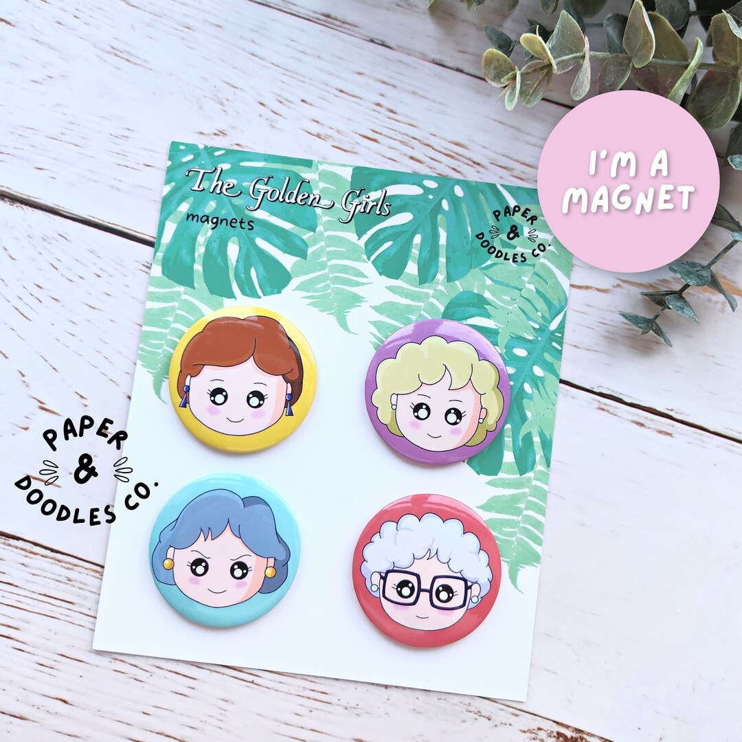 The Golden Girls Magnet Set: Hand-drawn Fan Art - 1.75" Buttons - Etsy ...