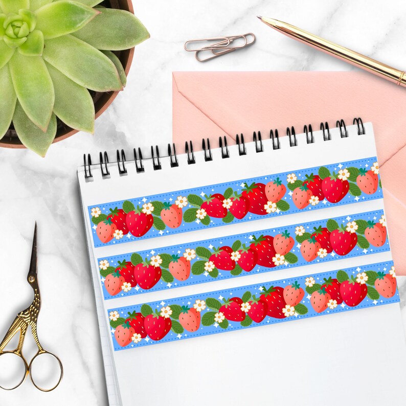 Strawberries Washi Tape 20mm X 5m Crafting Tape - Etsy