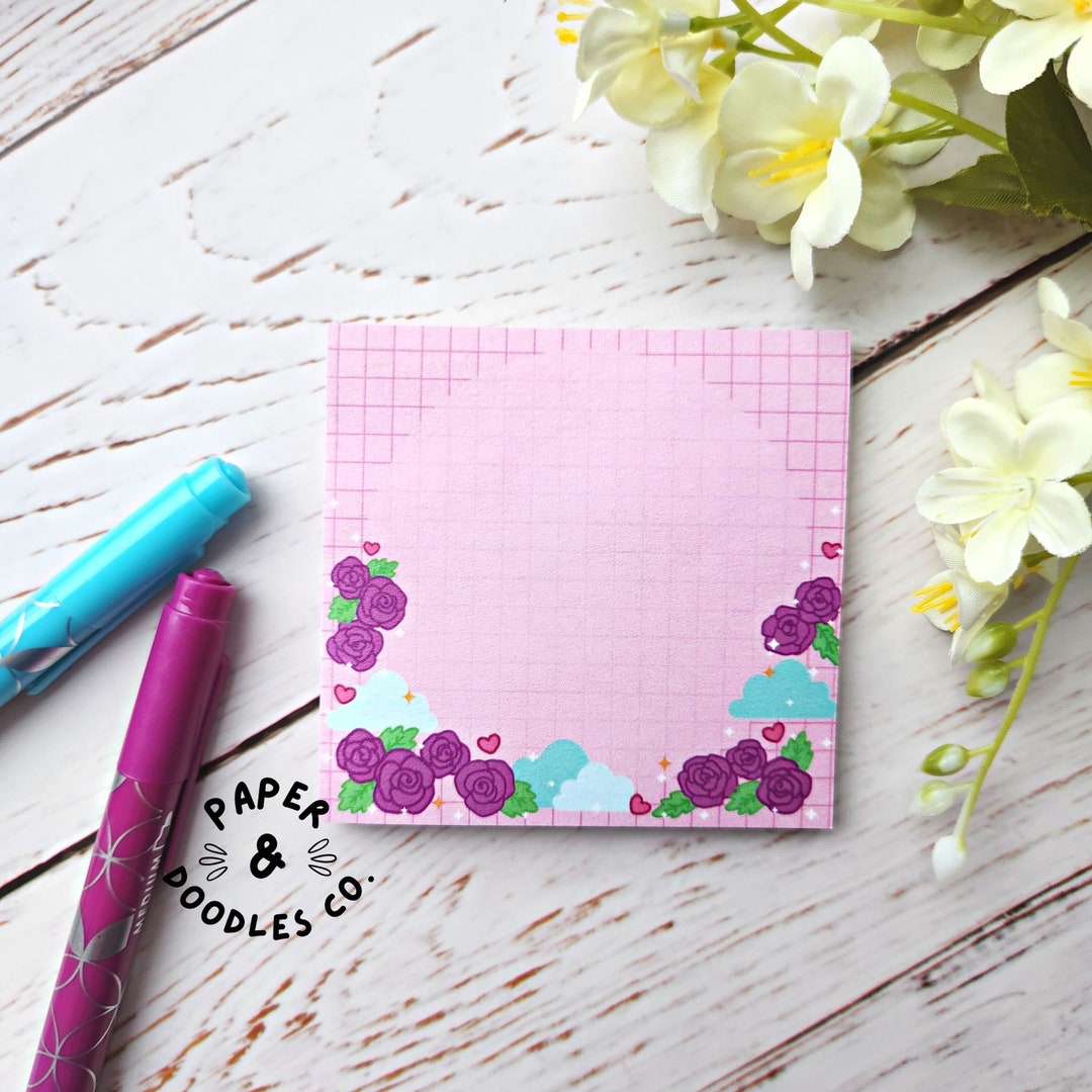 Roses in Bloom - 3x3 Cute Sticky Notes - 50 Pgs - Kawaii Aesthetic ...