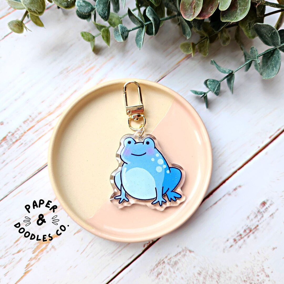 Blue Froggy - 2" Glitter Acrylic Keychain - Kawaii-style Keychain ...