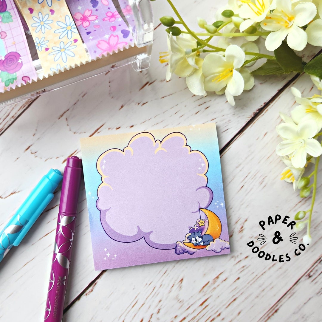Sleeping on a Cloud - 3x3 Cute Sticky Notes - 50 Pages - Kawaii ...