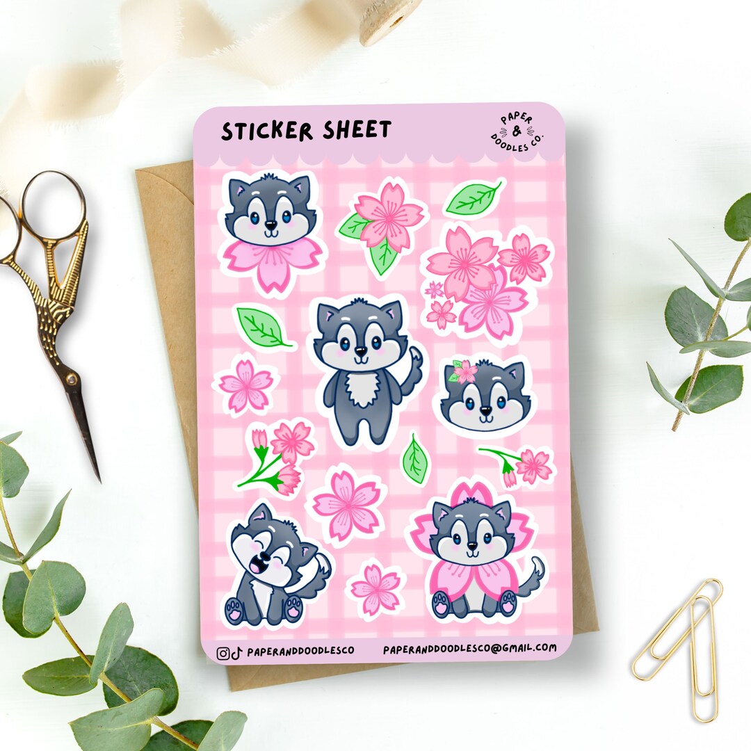 Sakura Blossom - 4x6" Vinyl Sticker Sheet - Kawaii Stickers, Vinyl ...