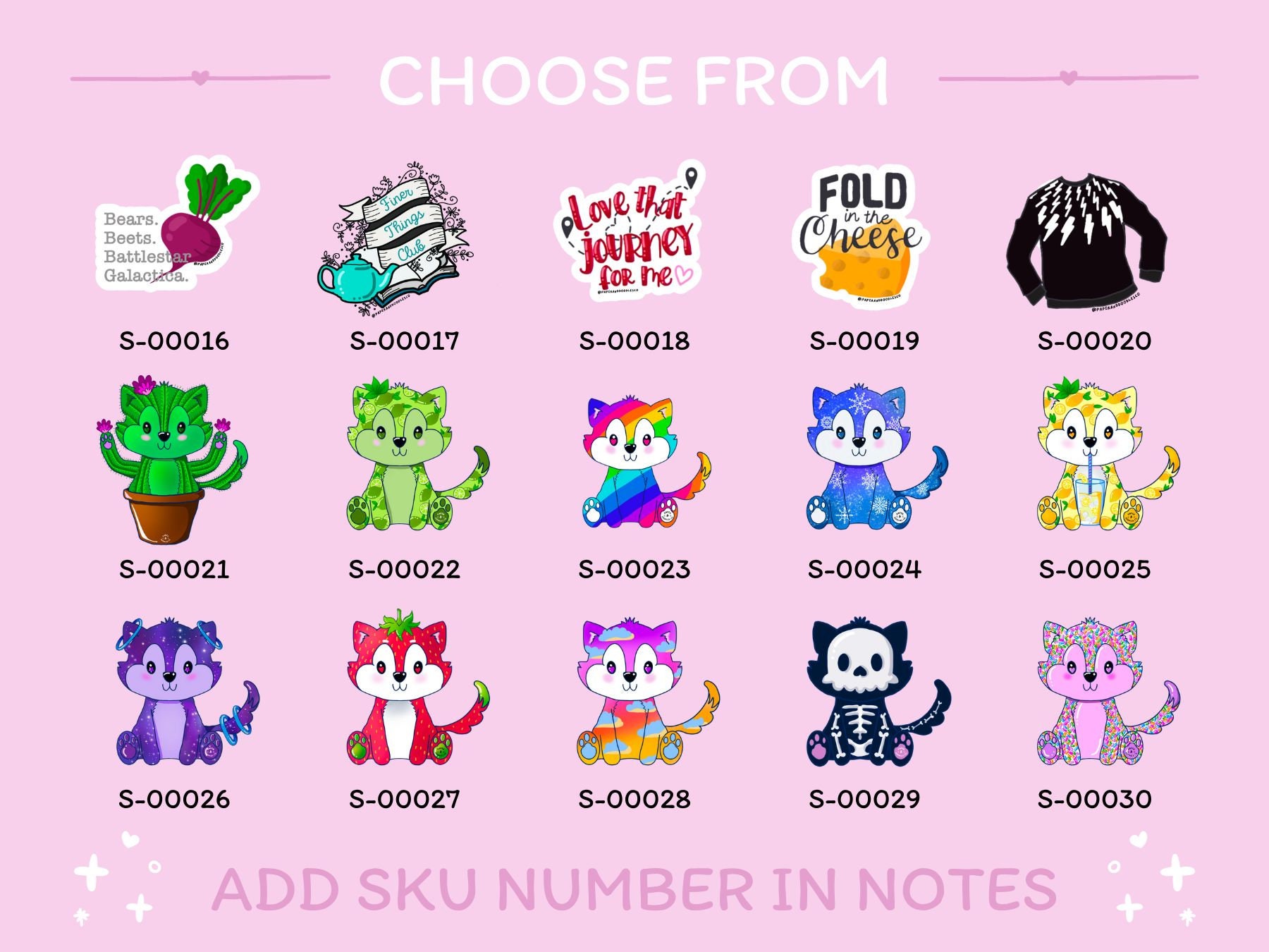 Cute Sticker Pack - Pick Any 15 Stickers, Mix and Match - Etsy