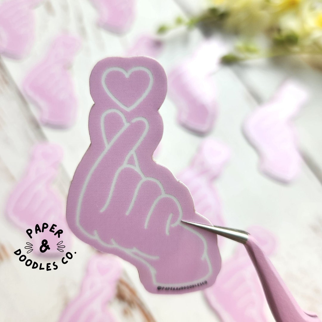 Finger Heart - 2" Glow in the Dark Vinyl Sticker - BTS Shy Heart | Kpop ...