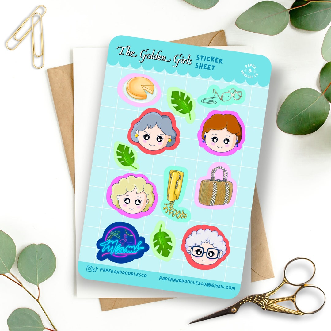 The Golden Girls Sticker Sheet - 4x6" Vinyl Sticker Sheet - Golden ...
