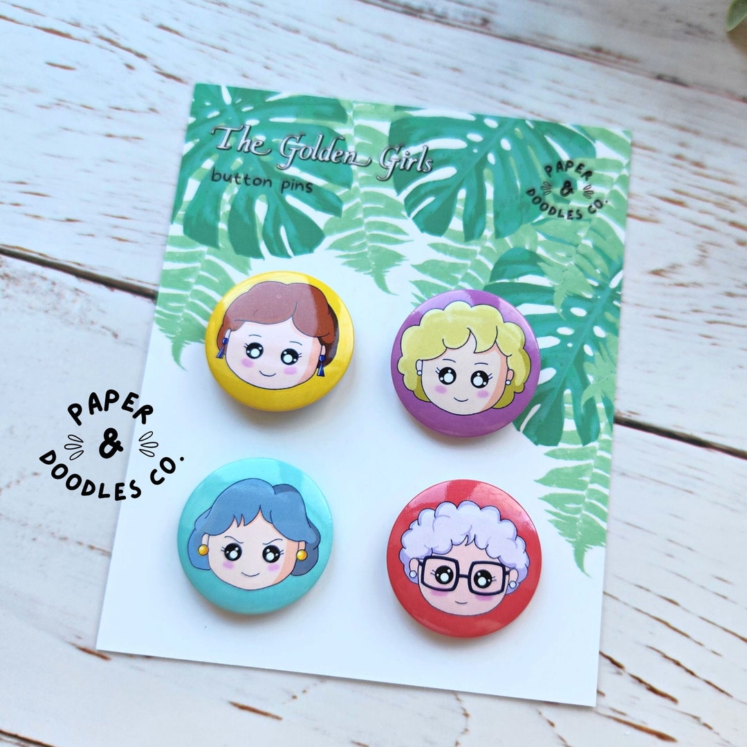 The Golden Girls Button Pins - 1.25" Button Pin Set - Golden Girls Pins ...