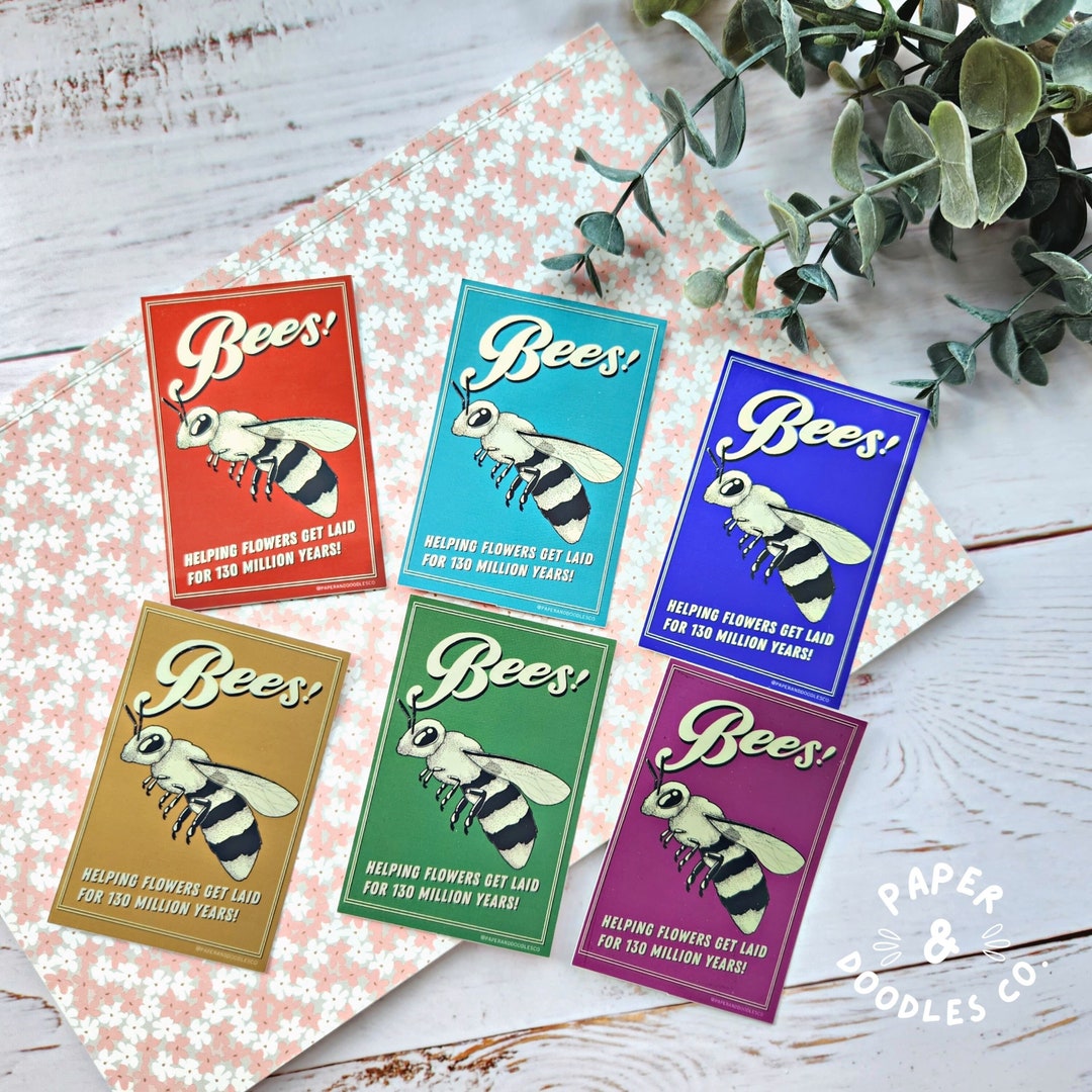 Pollinator Bees - 3" Mirror Sticker - Bee Sticker, Laptop Decal ...