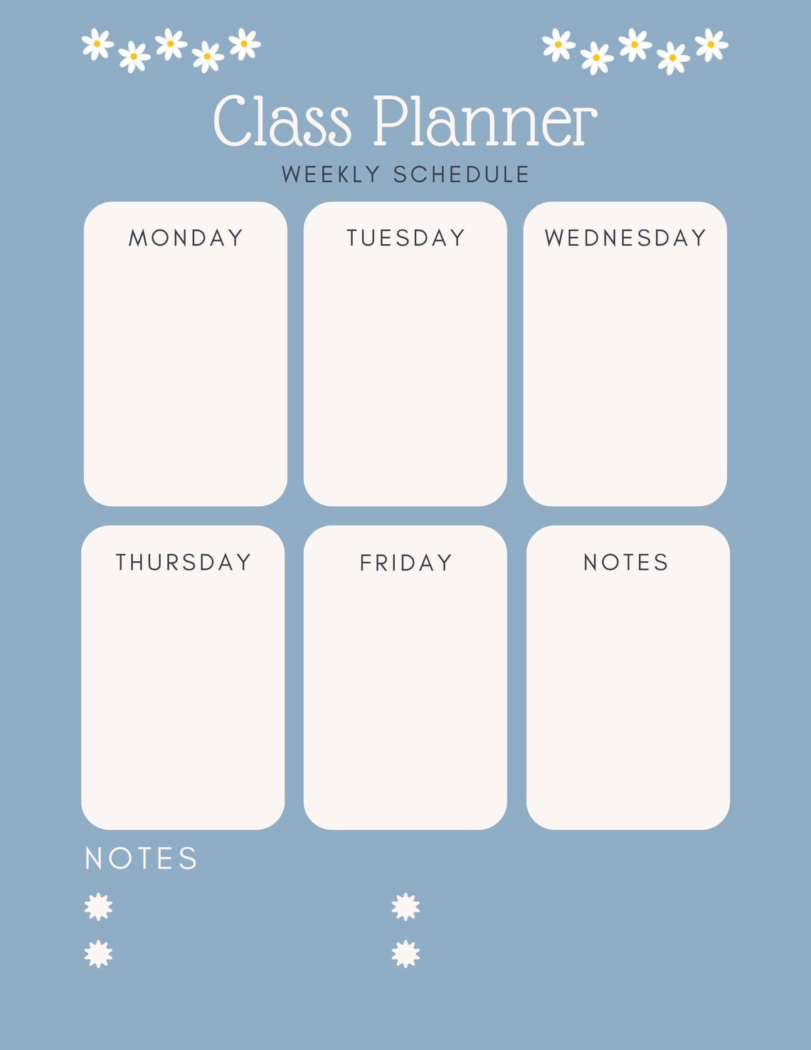 Class Planner Weekly Planner Digital Download Daisy Blue Planner - Etsy