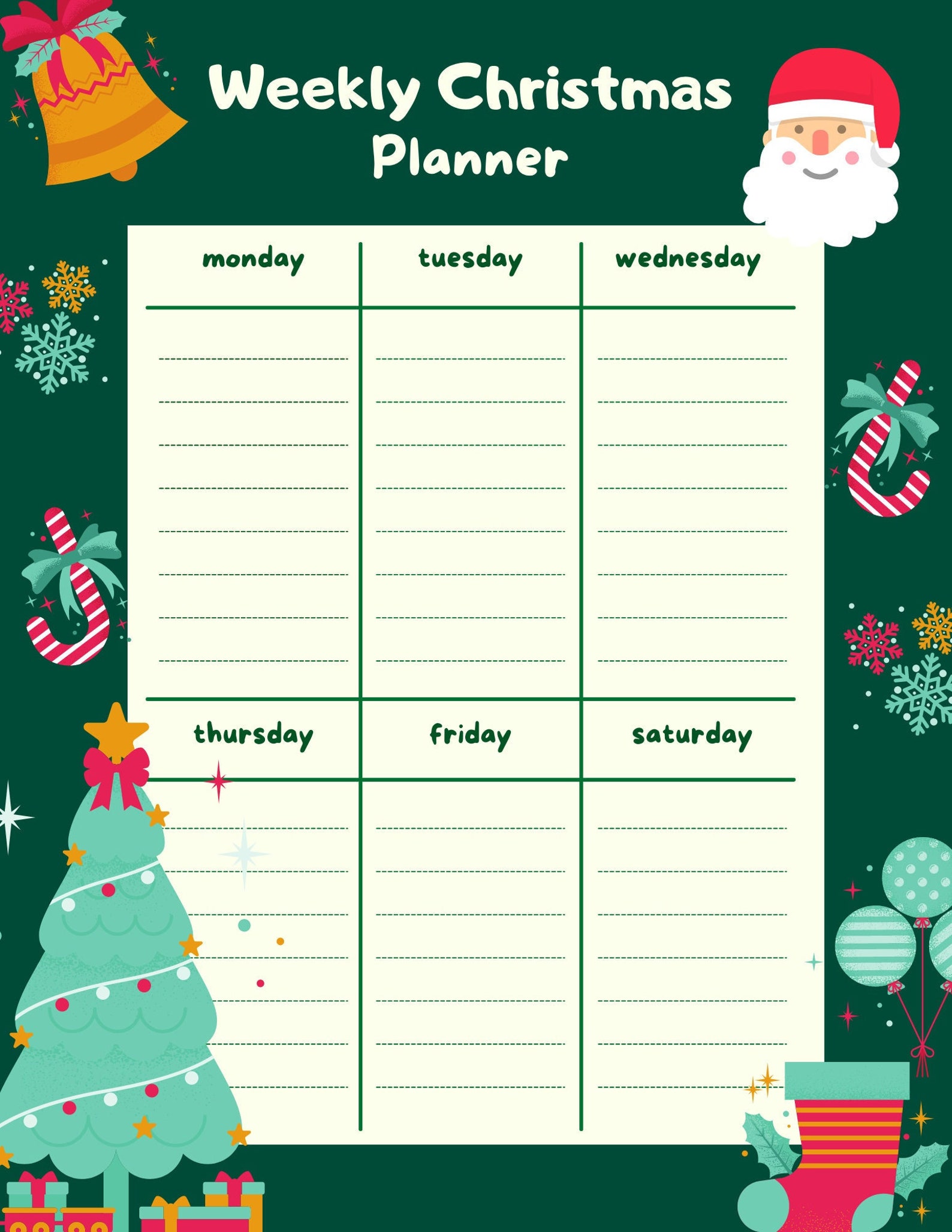 Christmas Weekly Planner Digital Planner Holidays - Etsy