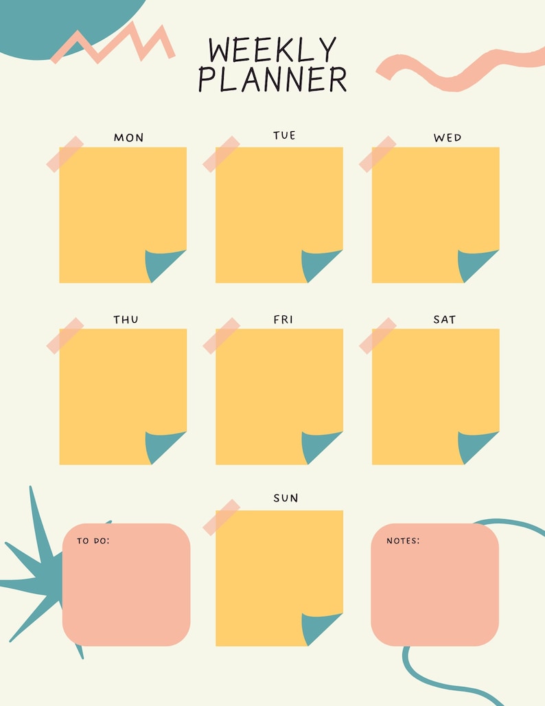 Retro Weekly Planner Digital Planner PNG - Etsy