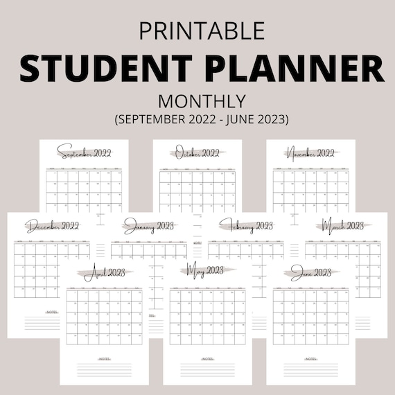 Dated Monthly Planner Printable Student Planner A4 - Etsy