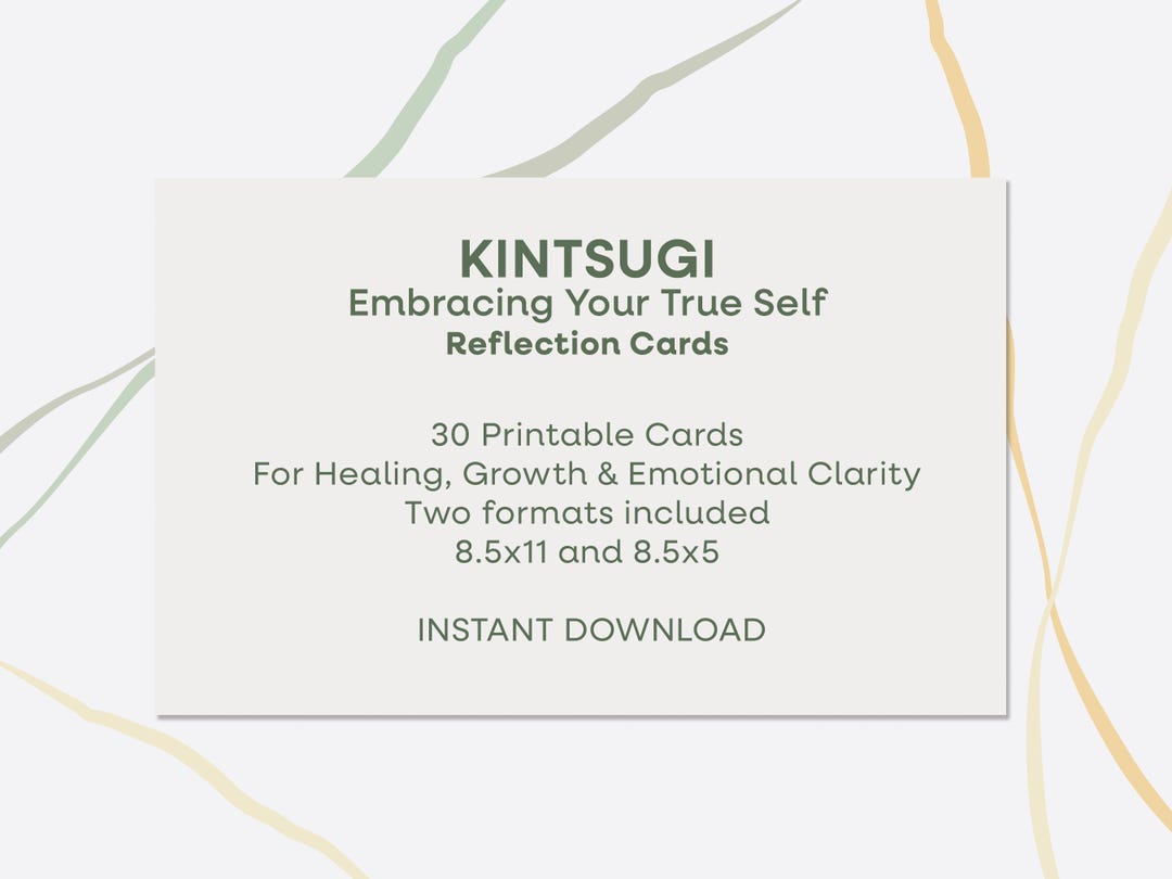 Kintsugi Reflection Cards | 30 Printable Prompts for Self-discovery & Healing | 8.5x11 and 8.5x5 ...