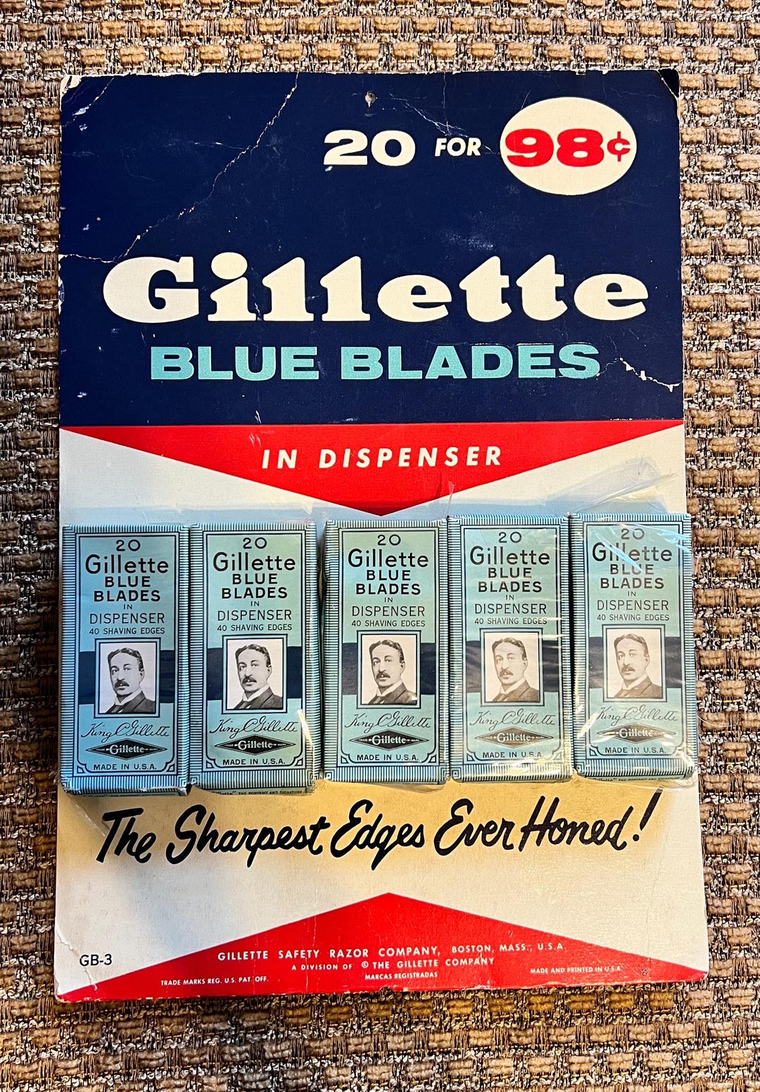 Vintage Gillette Blue Blades and Display - Etsy