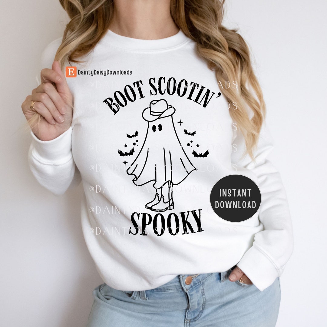 Boot Scootin' Spooky Digital File Download, Cowgirl Ghost Outline ...