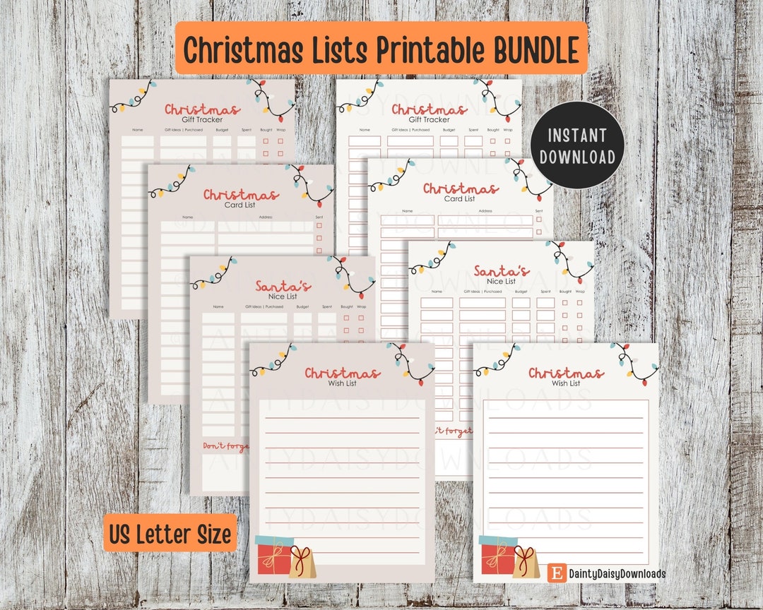 Printable Christmas Lists Bundle Xmas Planning Holiday - Etsy