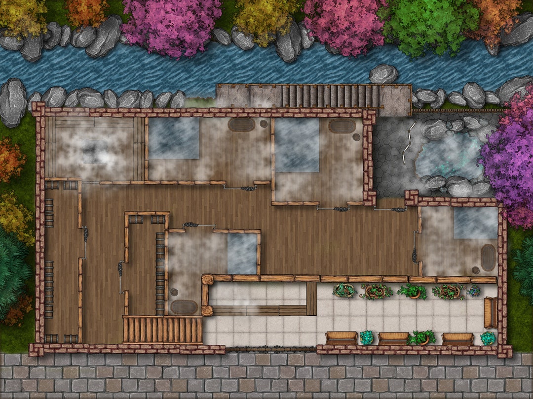 Natural Hot Springs Get Away, Rest Stop, Dnd Maps, Battlemaps. 5e Maps ...