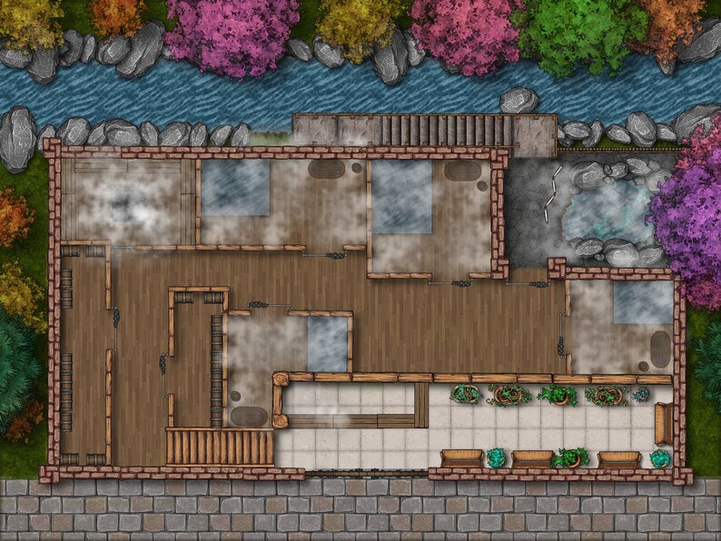 Natural Hot Springs Get Away, Rest Stop, Dnd Maps, Battlemaps. 5e Maps ...