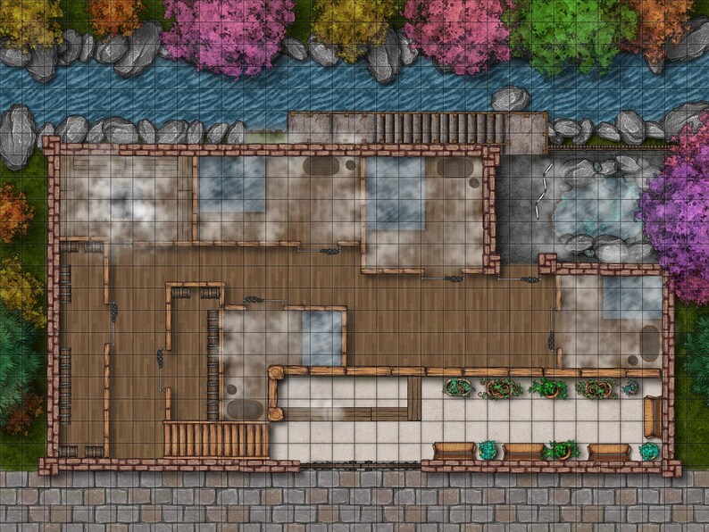 Natural Hot Springs Get Away, Rest Stop, Dnd Maps, Battlemaps. 5e Maps ...