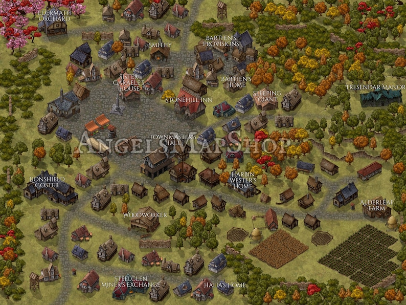 Phandalin Town Map, Dnd Battle Map (digital Download) - Etsy