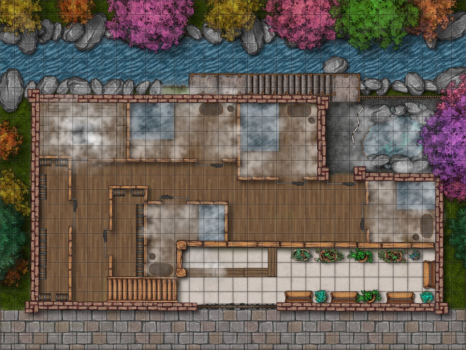 Natural Hot Springs Get Away, Rest Stop, Dnd Maps, Battlemaps. 5e Maps ...