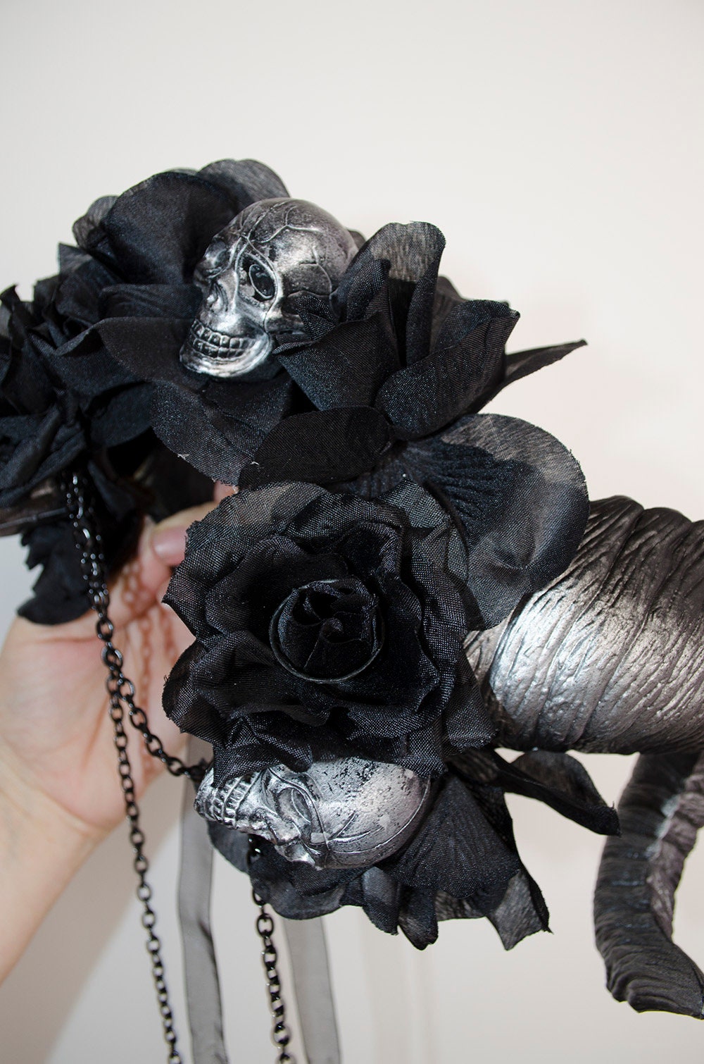 Goth Skull Horn Crown: Black Halloween Headpiece - Etsy
