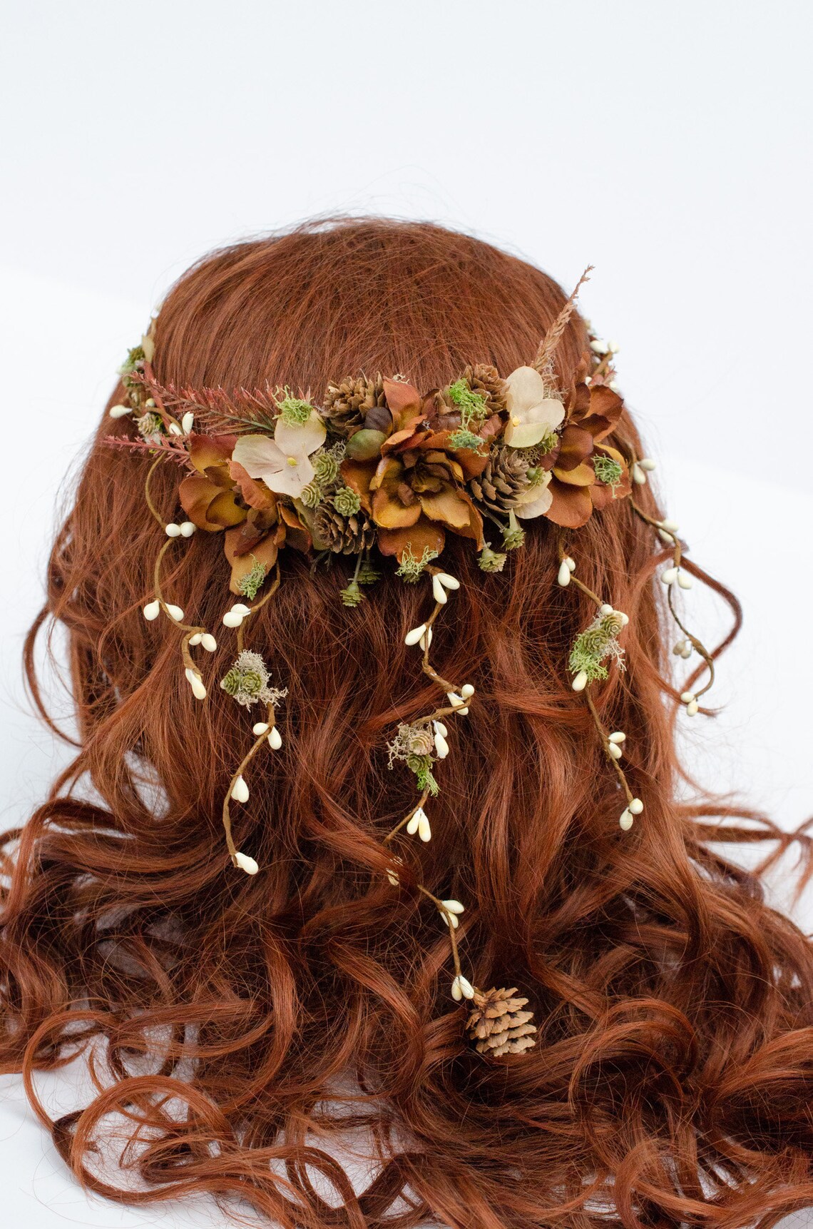 Flower Crown Boho Bridal Woodland Fairy Crown Wedding Headpiece Tiara ...