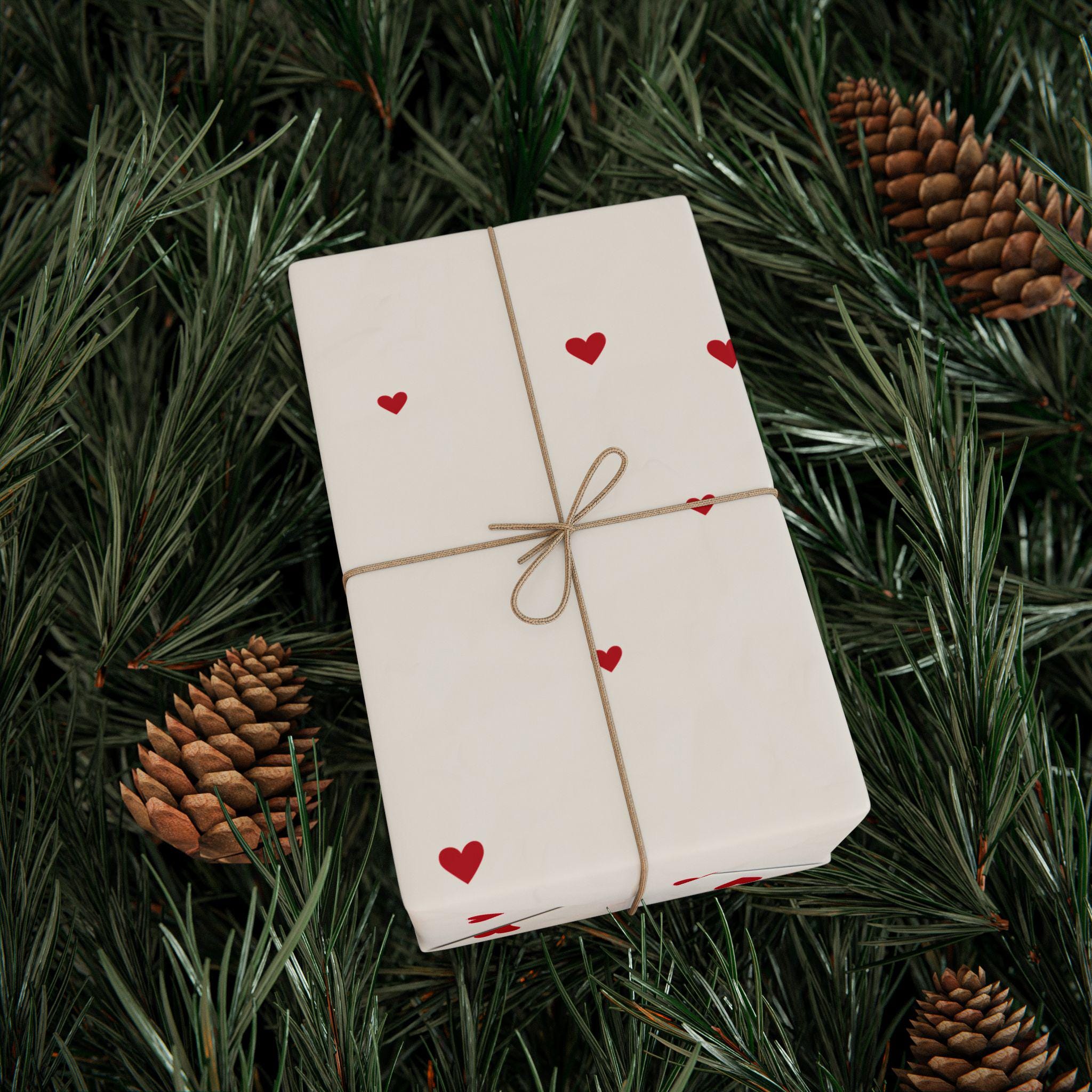 Micro Hearts Elegant Neutral Valentine Wrapping Paper Roll| Red Hearts ...