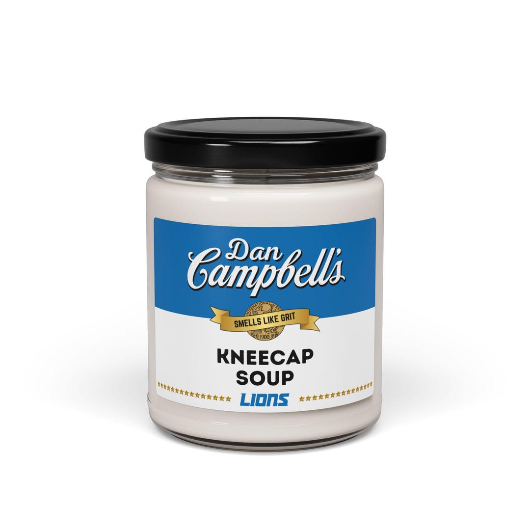 Detroit Lions Soy Candle, Dan Campbell Kneecap Soup Scented, 9oz Candle ...