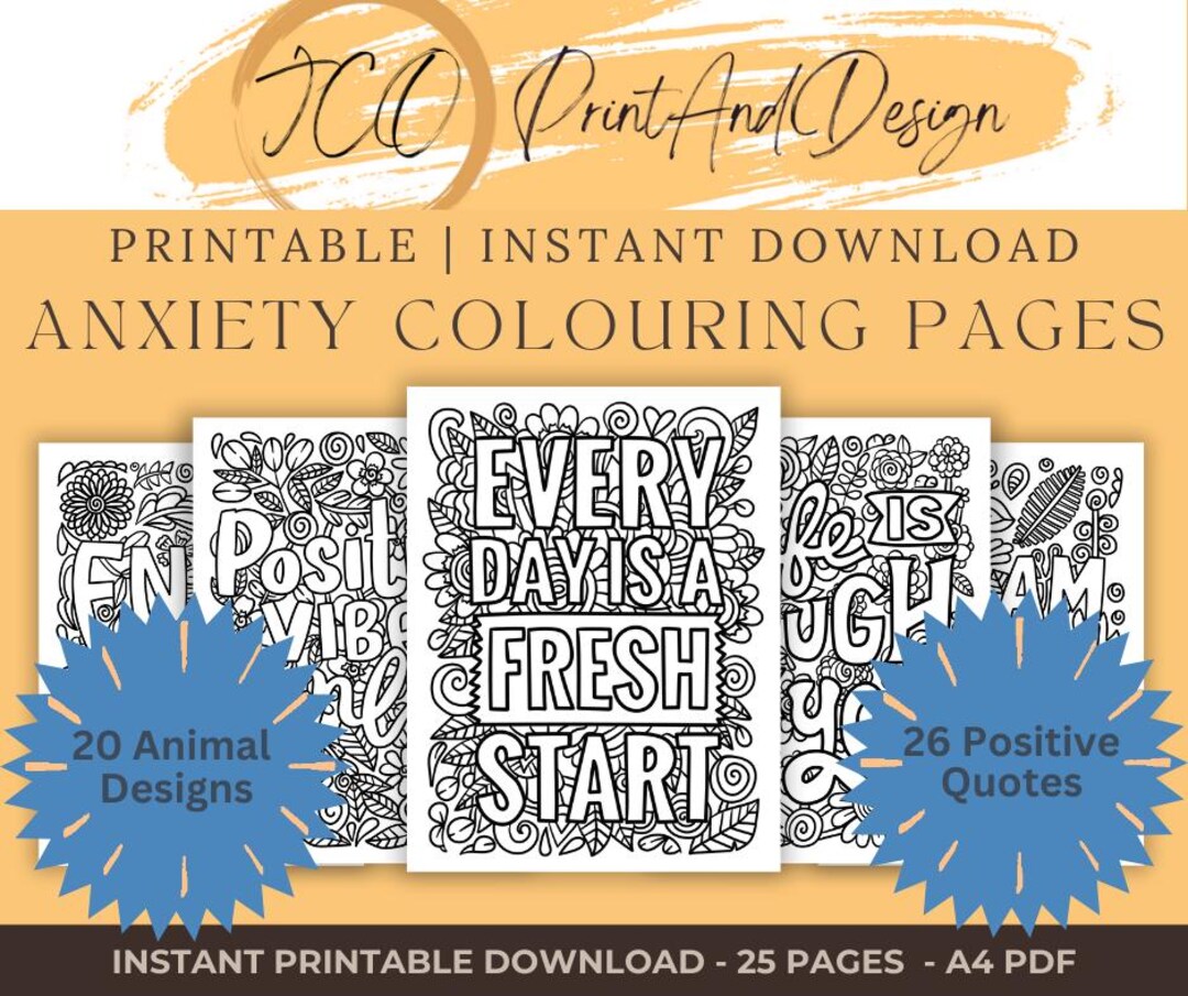Anxiety Colouring Pages, Large Print Colouring Pages, Positive Quotes ...