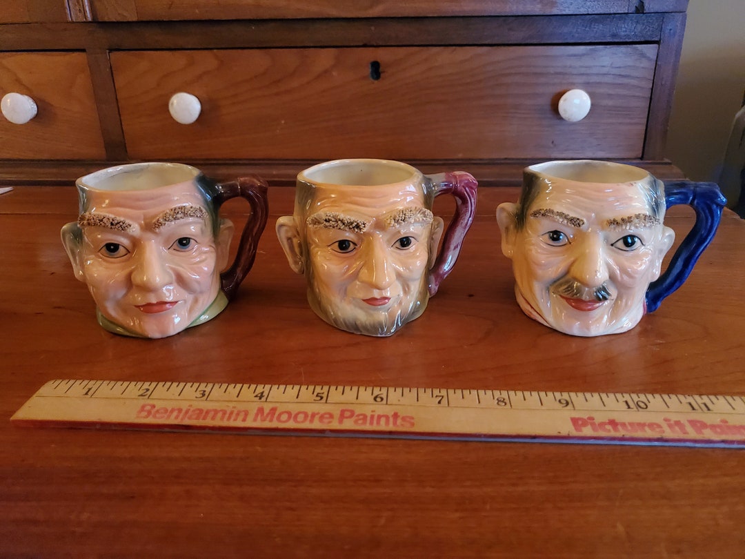 Ucagco "toby" Face Mugs Set of 3 - Etsy