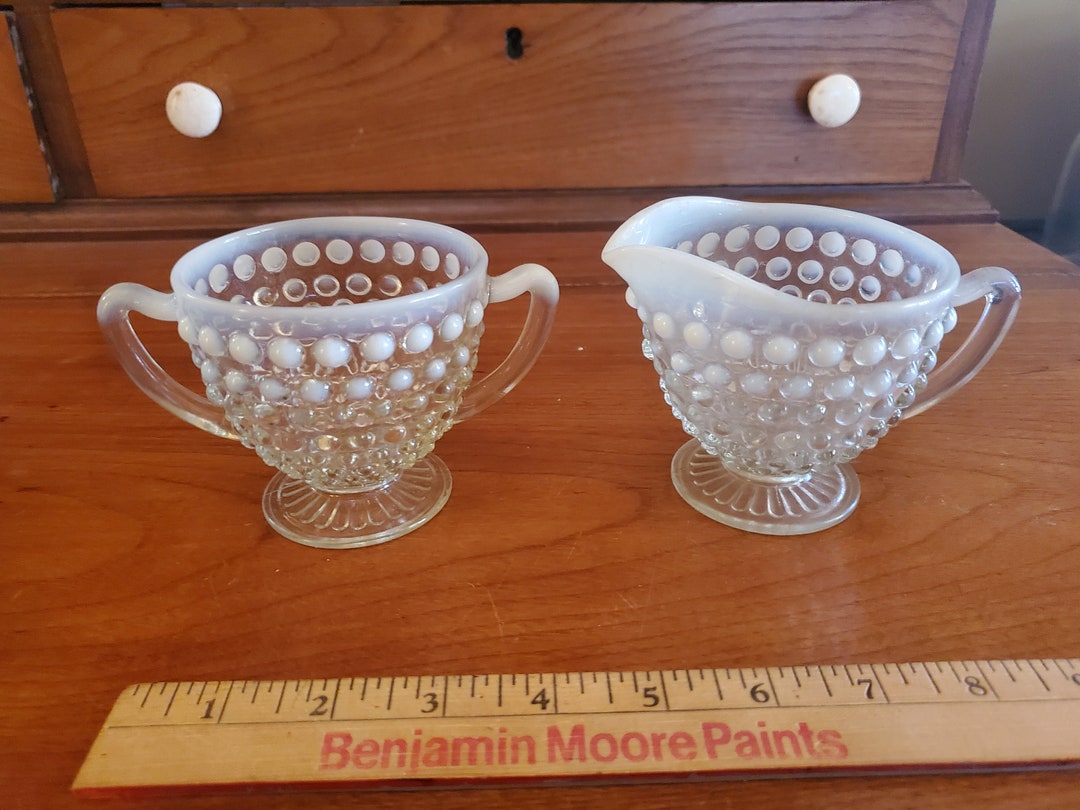 Fenton Hobnail moon Glow Cream and Sugar Set - Etsy