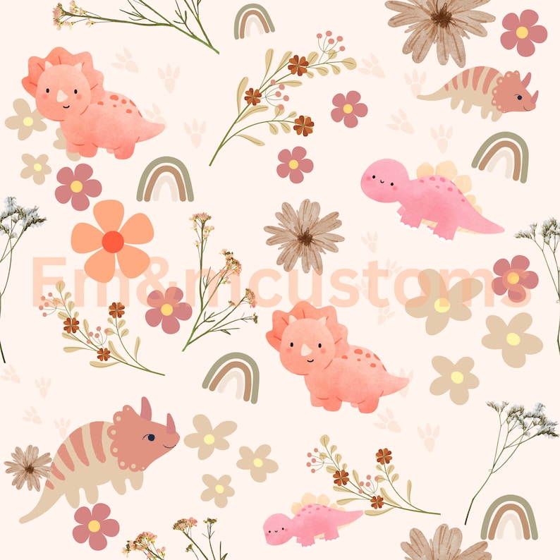 Boho Dinosaur Seamless PNG FILE - Etsy