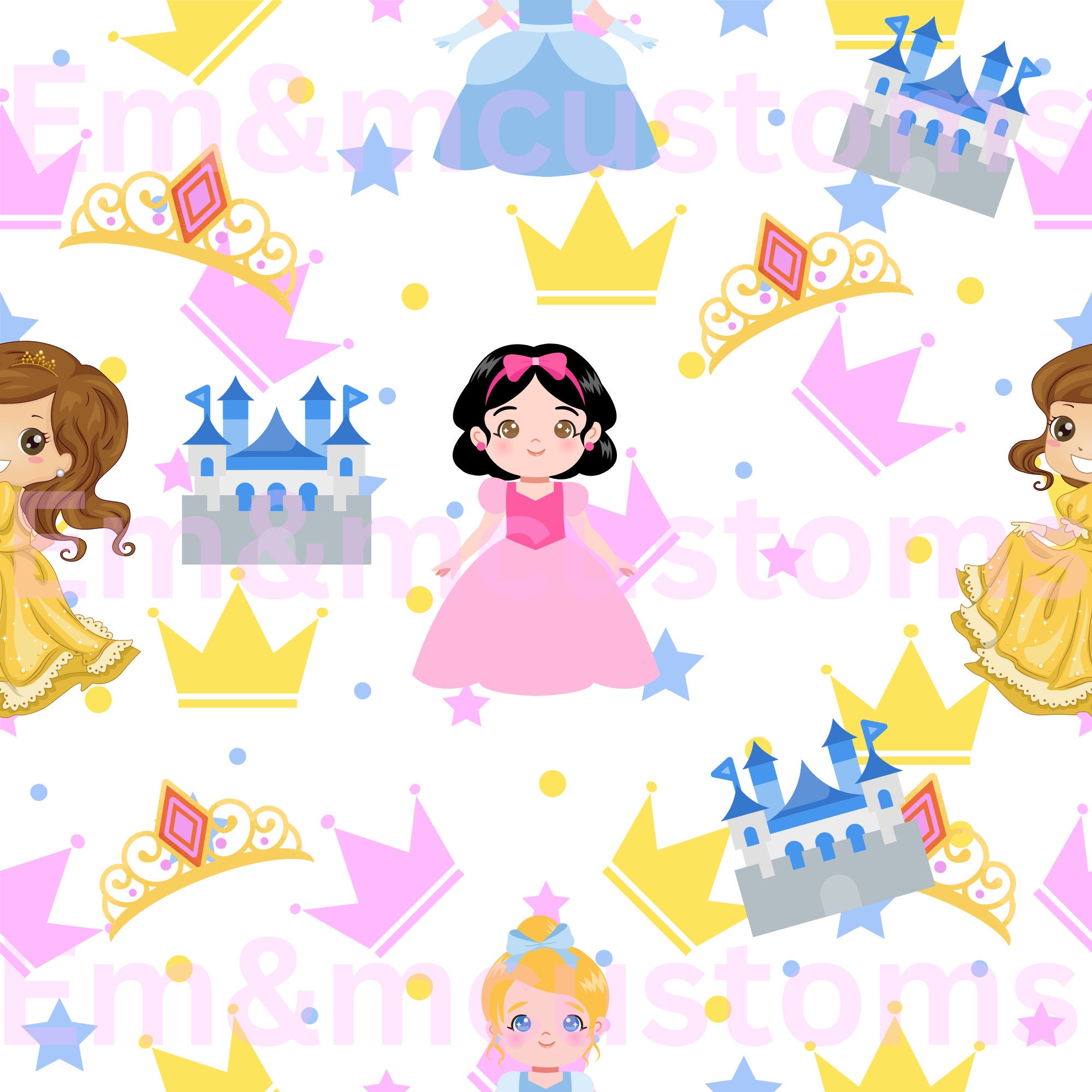 Princess Seamless PNG File - Etsy