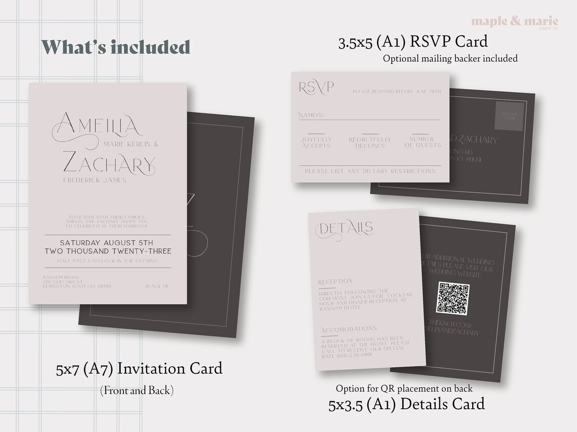 Brown Wedding Invitation Template - Elegant Wedding Invite, Neutral ...