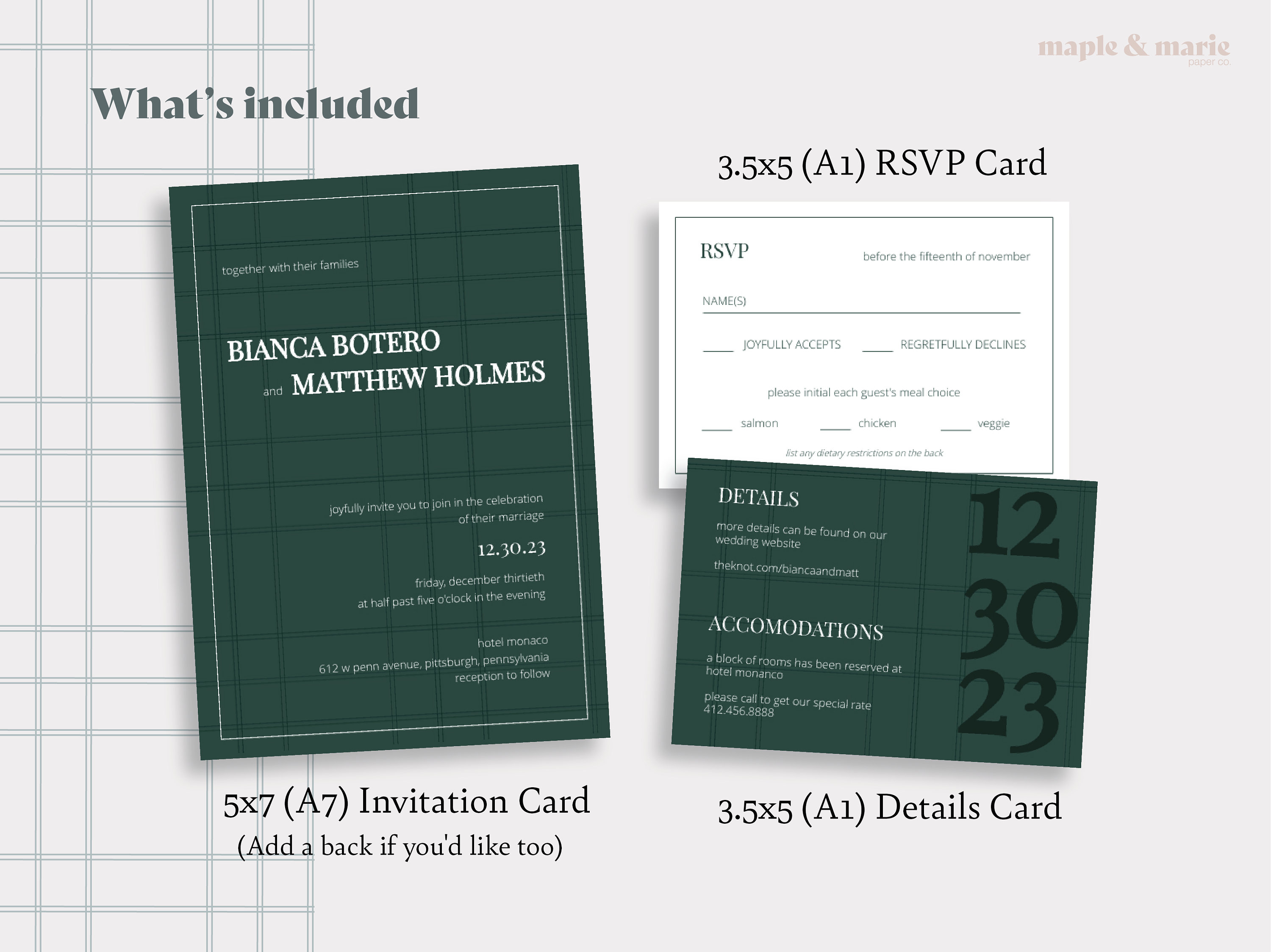 Preppy Plaid Wedding Invitation Template, Tartan Green Wedding ...
