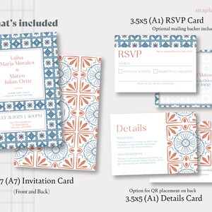 Spanish Tile Wedding Invite - Blue Tile Wedding Invitation, Summer 3 ...