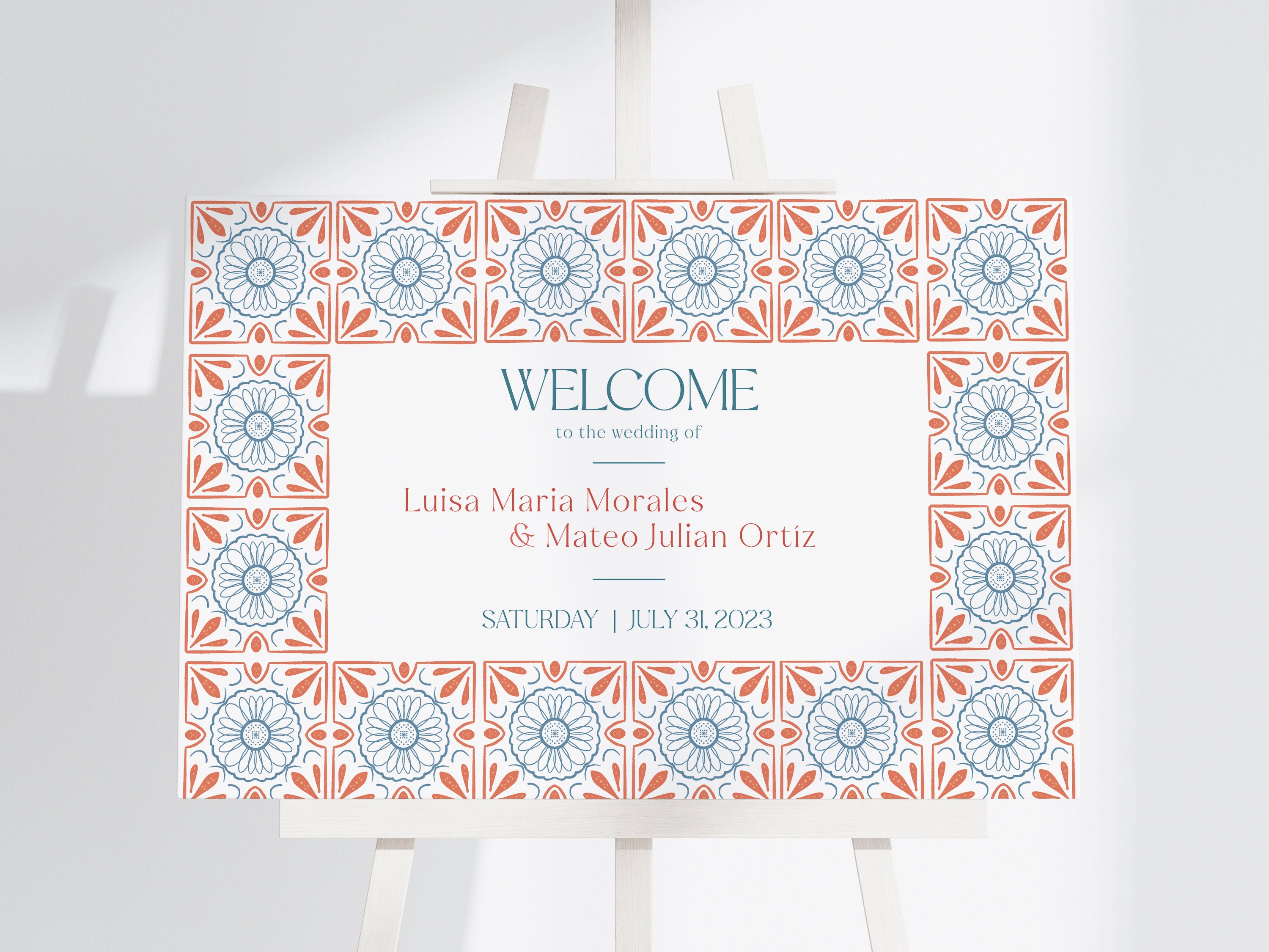 Spanish Tile Wedding Welcome Sign Template - Moroccan Tile Welcome Sign ...
