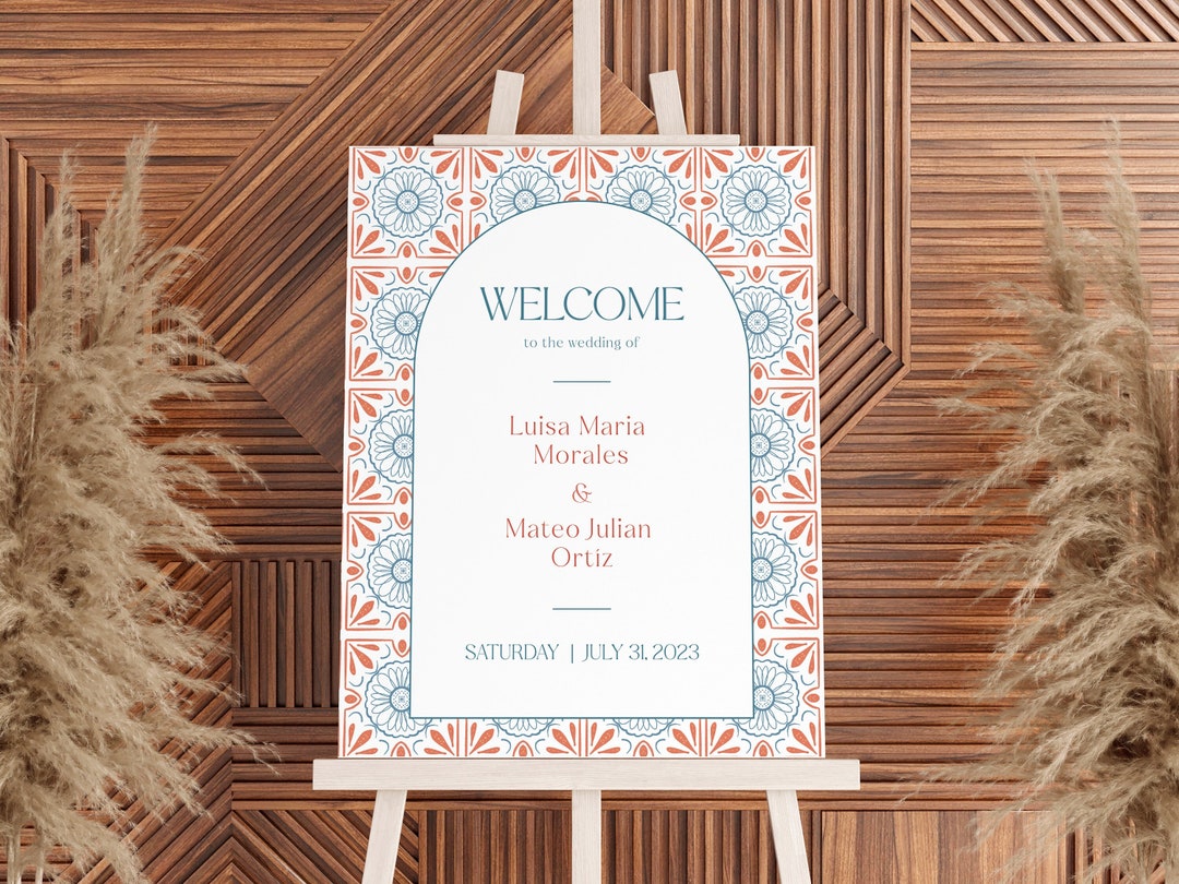 Spanish Tile Wedding Welcome Sign Template Moroccan Tile Welcome Sign ...