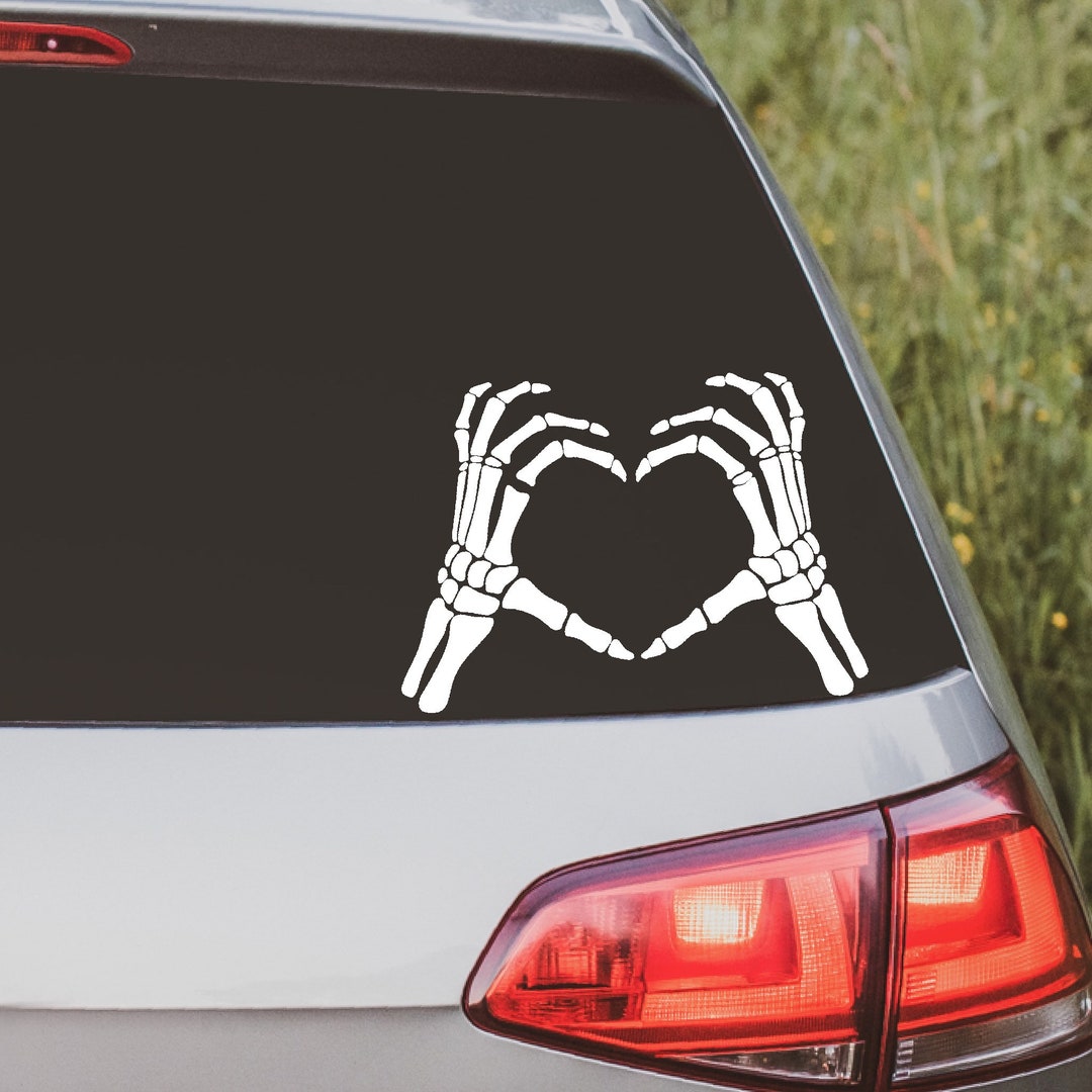 Skeleton Hand Heart Sticker, Heart Hands, Bumper Sticker, Vinyl Decal ...