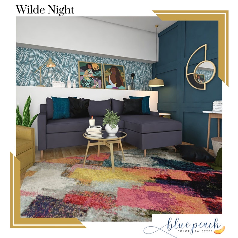 Wilde Night Interior Design Color Palette With Hex Codes - Etsy